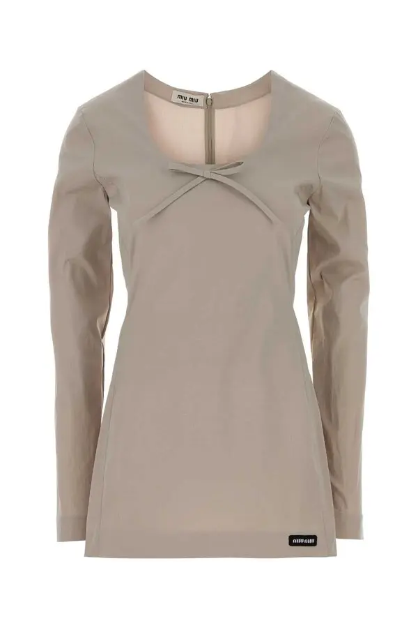 Miu Miu Stretch Poplin Mini Dress - Grey