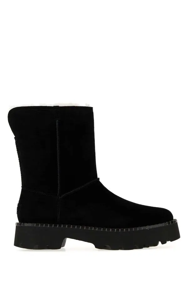 UGG Uptowner Mini Ankle Boots In Suede With Shearling Lining - Black