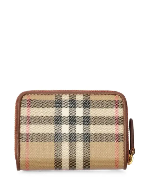 Burberry Mini Cotton Zip Card Case With Hand-painted Edges & Brushed Metal Hardware - Beige