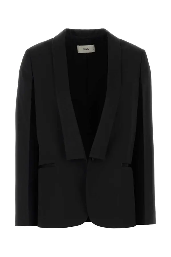 Fendi Wool Grain-texture Blazer With Cupro Lining