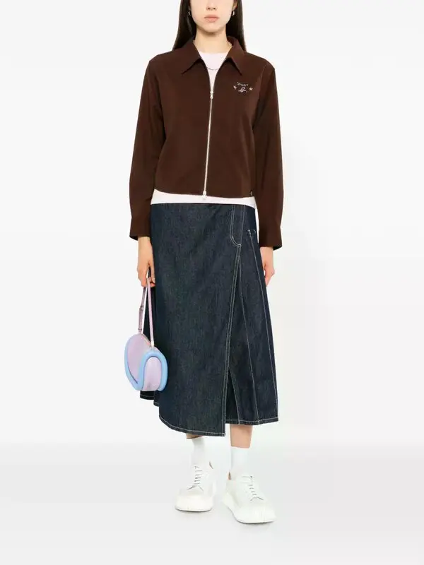 AGNES B. Flannel-blend Zip-up Shirt Jacket