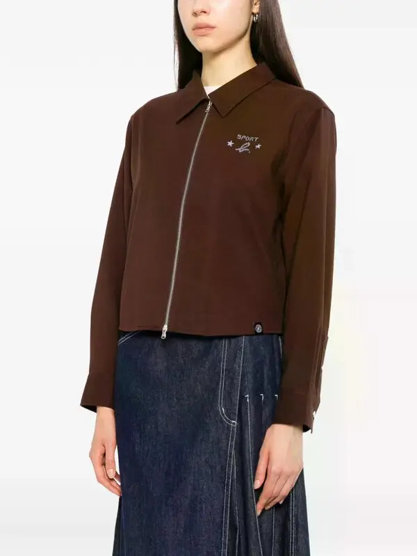 AGNES B. Flannel-blend Zip-up Shirt Jacket