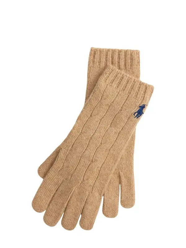 Ralph Lauren Ribbed Knit Wool-cashmere Gloves - Beige