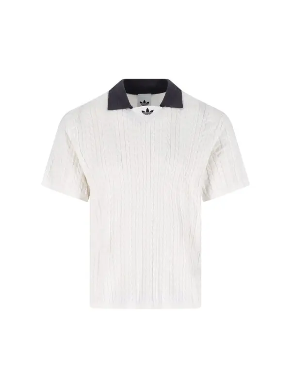 Adidas Cable Knit Short Sleeve Polo Shirt