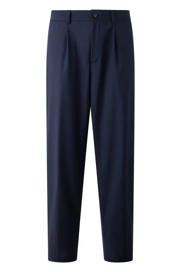 BOSS Wool Blend Straight-cut Trousers With Elastic Waist