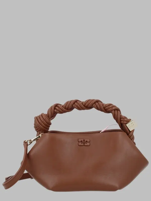 GANNI Recycled Leather Mini Shoulder Bag With Textured Finish - Brown