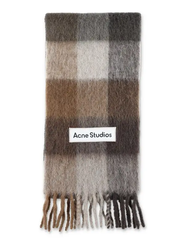 Acne Studios Mohair Checkered Scarf With Fringed Ends - Multi Check