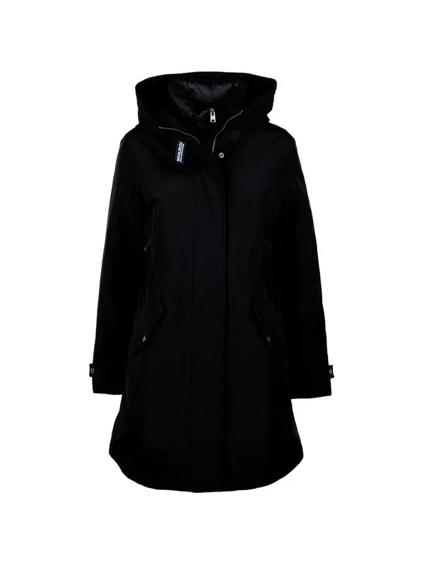 Woolrich Wool-blend Utility Hooded Parka With Detachable Raccoon Fur Trim And Ribbed Cuffs - Nero