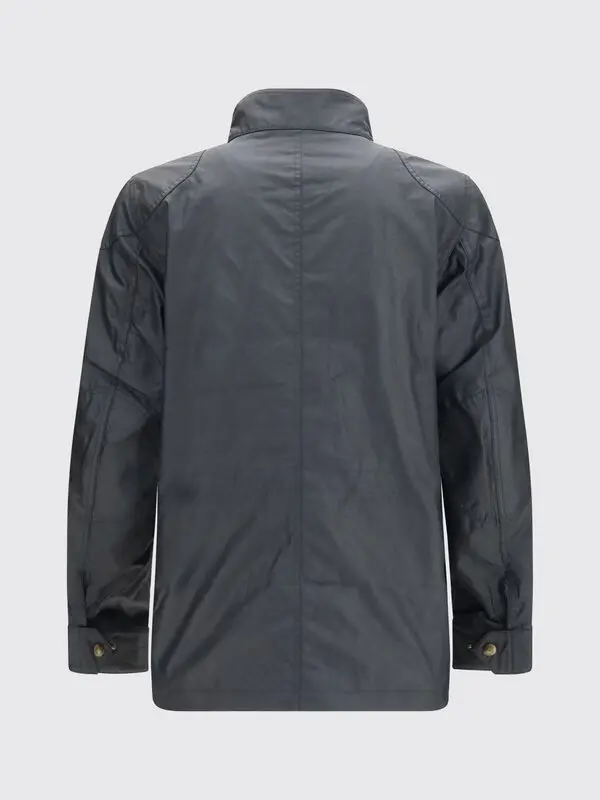 Belstaff Utility Jacket In Waxed Cotton With High Neck And Patch Pockets