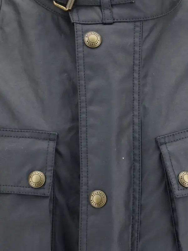 Belstaff Utility Jacket In Waxed Cotton With High Neck And Patch Pockets