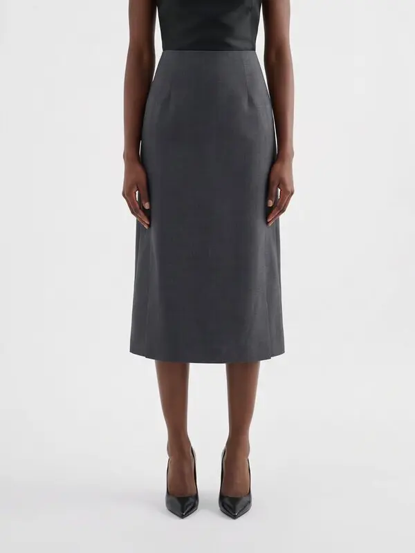 JIL SANDER High-waisted Wool Midi Pencil Skirt With Slit