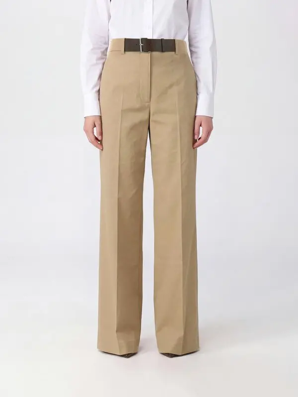 Tory Burch High-waisted Wide-leg Cotton Trousers With Concealed Fastening