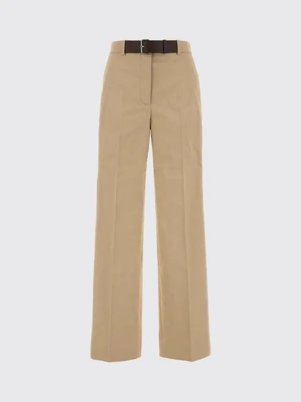 Tory Burch High-waisted Wide-leg Cotton Trousers With Concealed Fastening