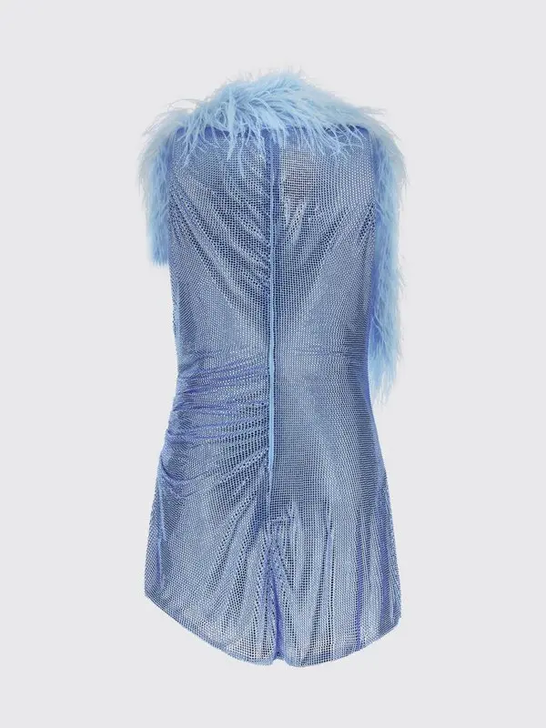 Giuseppe Di Morabito Draped Midi Evening Dress With Feathers And Rhinestones