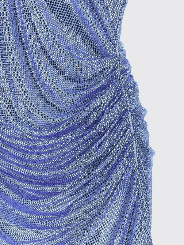 Giuseppe Di Morabito Draped Midi Evening Dress With Feathers And Rhinestones