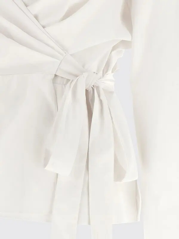 ARMARIUM V-neck Cotton Wrap Shirt With Tie Fastening
