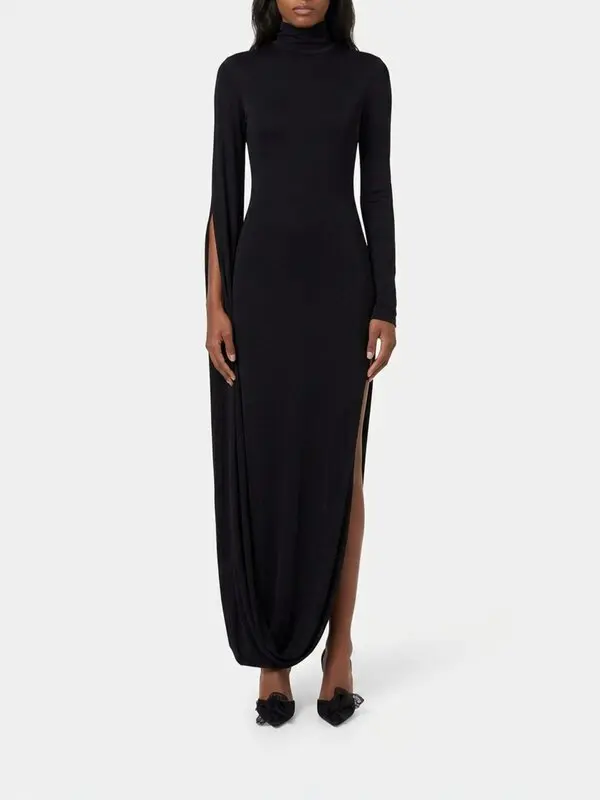 Giuseppe Di Morabito Asymmetric Jersey Midi Dress With High Neck And Slit