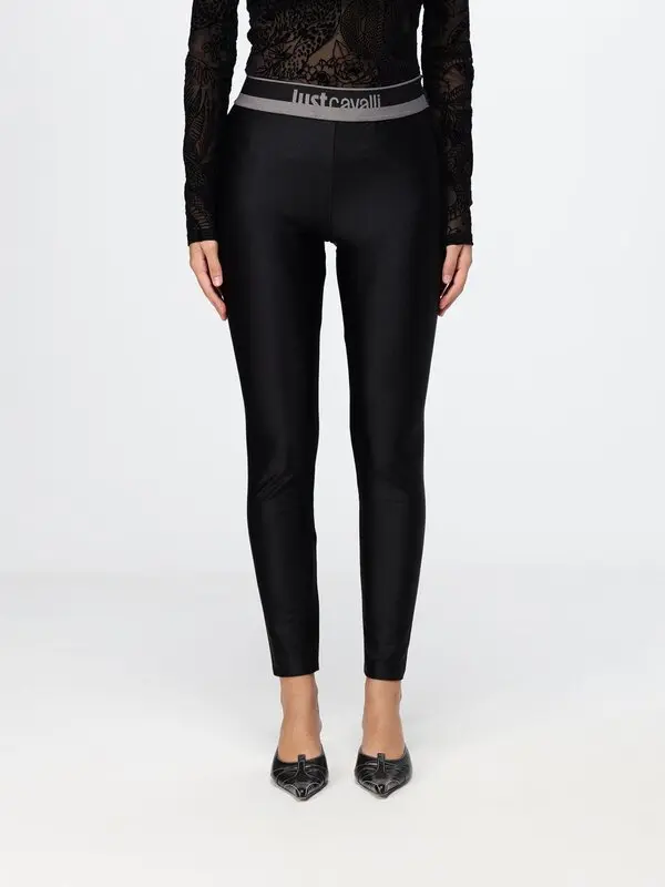 Just Cavalli Technical Jersey Leggings With Logo Elastic Waistband