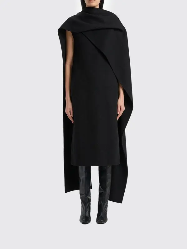 Khaite One-shoulder Midi Dress In Virgin Wool And Silk Blend With Scarf Neck