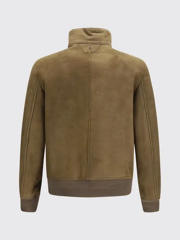 SALVATORE SANTORO Suede Lambskin Bomber Jacket With High Neck