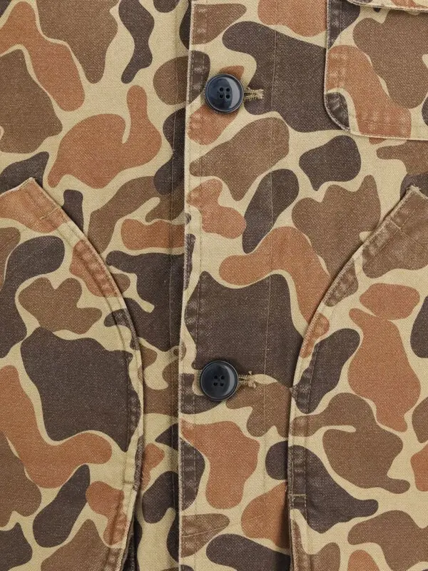 SEBAGO Camouflage Waxed Cotton Light Jacket With Velvet Collar