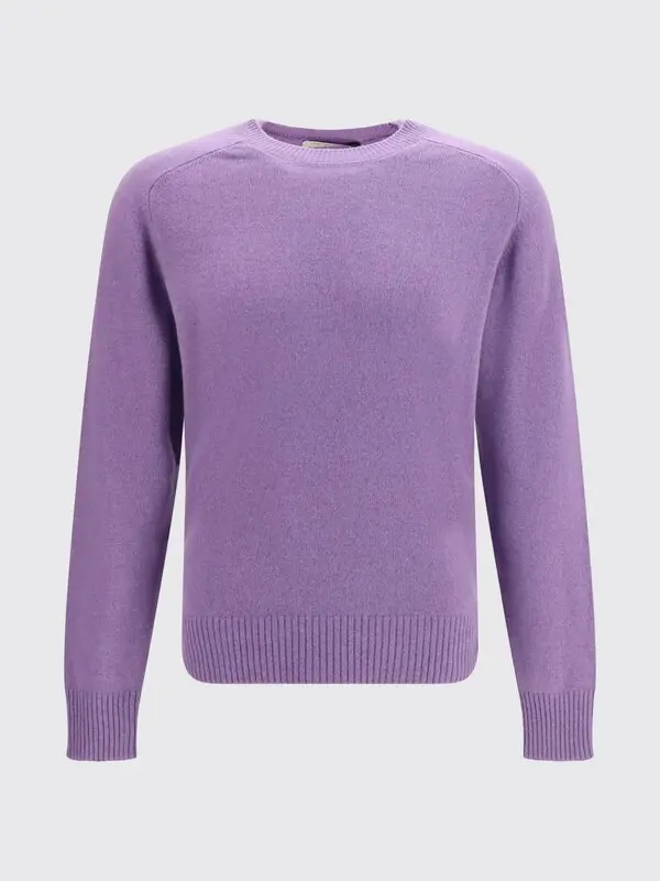 BROOKSFIELD Pure Cashmere Crewneck Jumper With Ribbed Long Sleeves - Plum