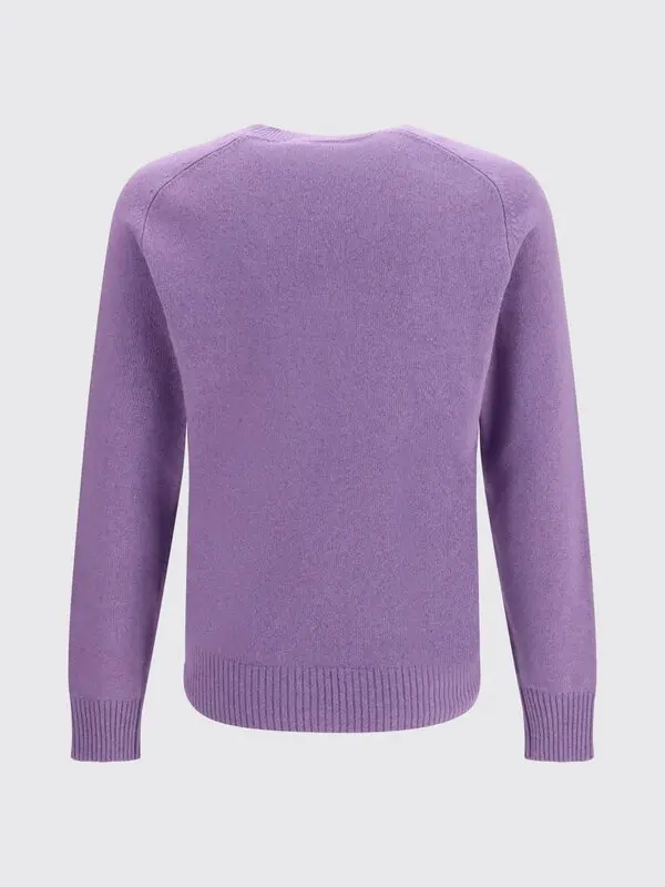 BROOKSFIELD Pure Cashmere Crewneck Jumper With Ribbed Long Sleeves - Plum