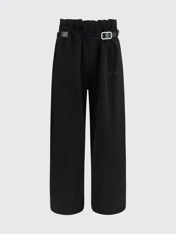 MAGLIANO High-waisted Wide Leg Cotton Trousers With Adjustable Belt