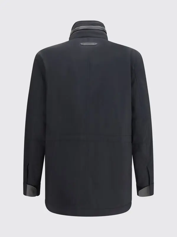 Brioni Short Wool-blend Parka With High Neck And Concealed Fastening