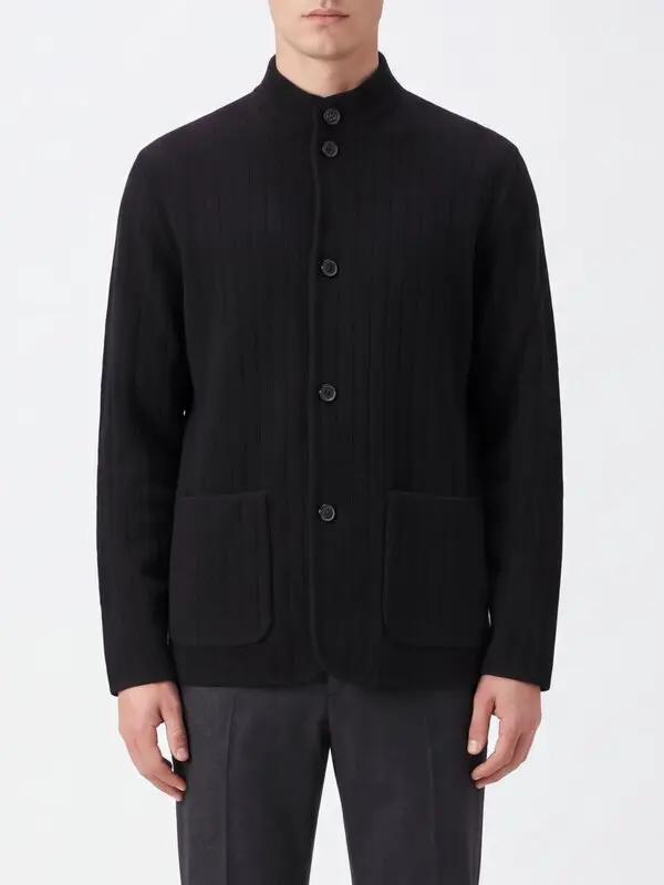 LARDINI High-neck Wool Cardigan With Button Closure And Pockets