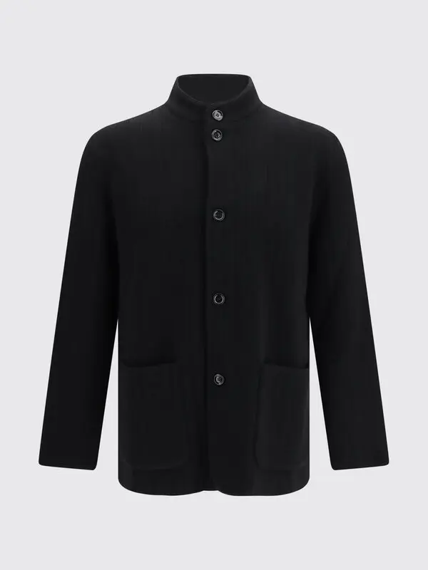 LARDINI High-neck Wool Cardigan With Button Closure And Pockets