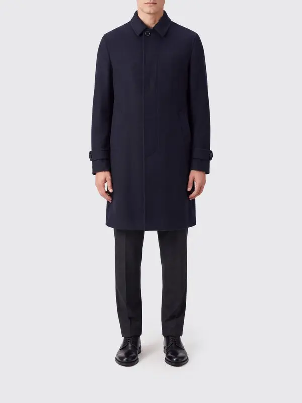 LARDINI Single-breasted Knee-length Coat In Wool And Cashmere With Strap Cuffs
