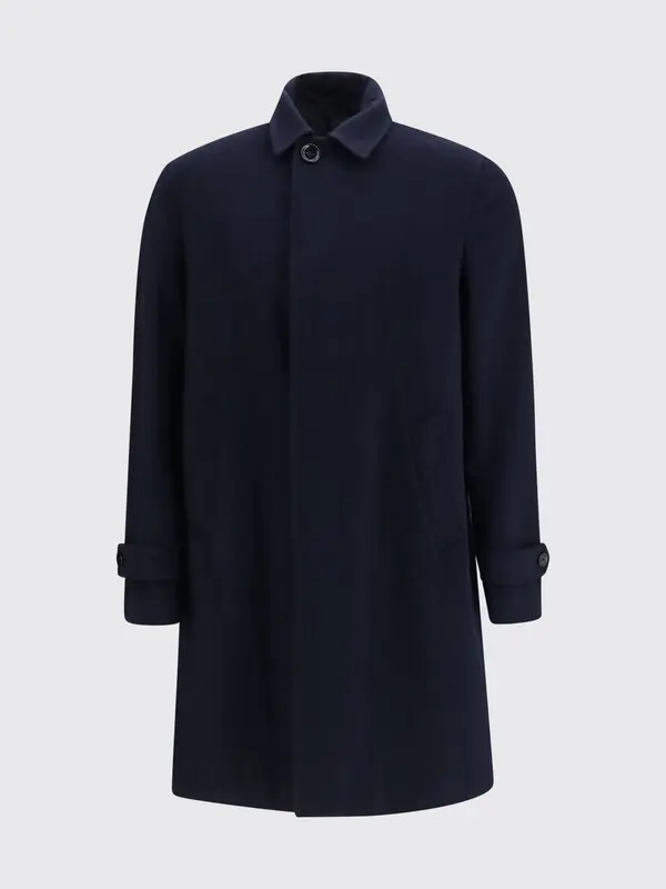 LARDINI Single-breasted Knee-length Coat In Wool And Cashmere With Strap Cuffs