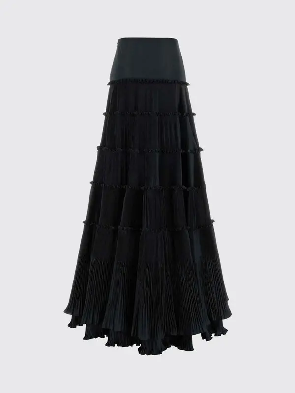 Blumarine High-waisted Pleated Crêpe Full Maxi Skirt - Black