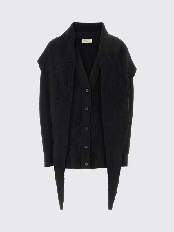 Blumarine Asymmetrical Virgin Wool Cardigan With Shawl Collar