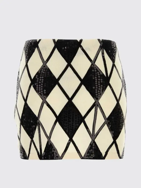 Blumarine Wool And Cashmere Argyle Knit Pencil Mini Skirt