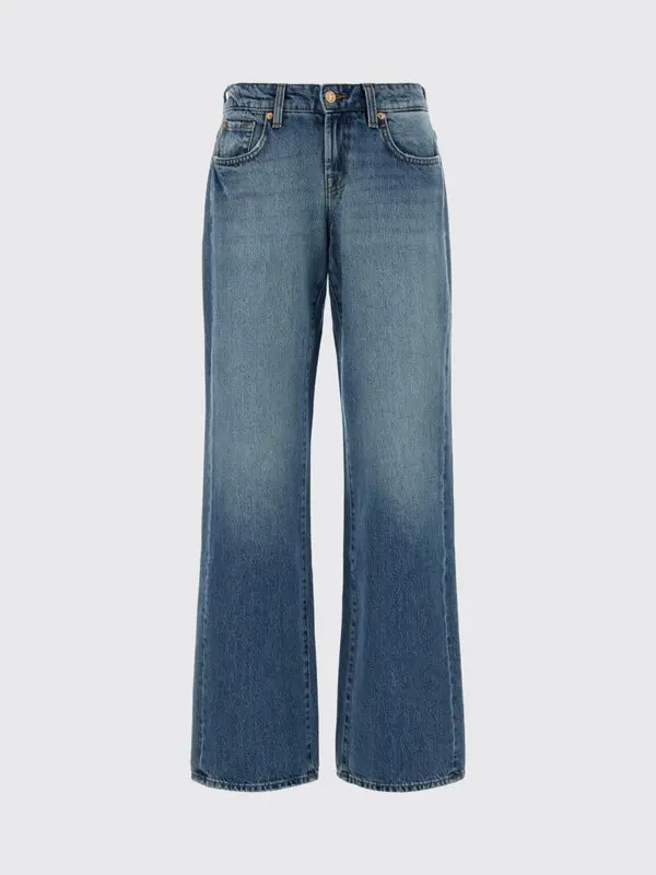 7 For All Mankind High-waisted Wide Leg Jeans In Cotton Denim With Distressed Effect