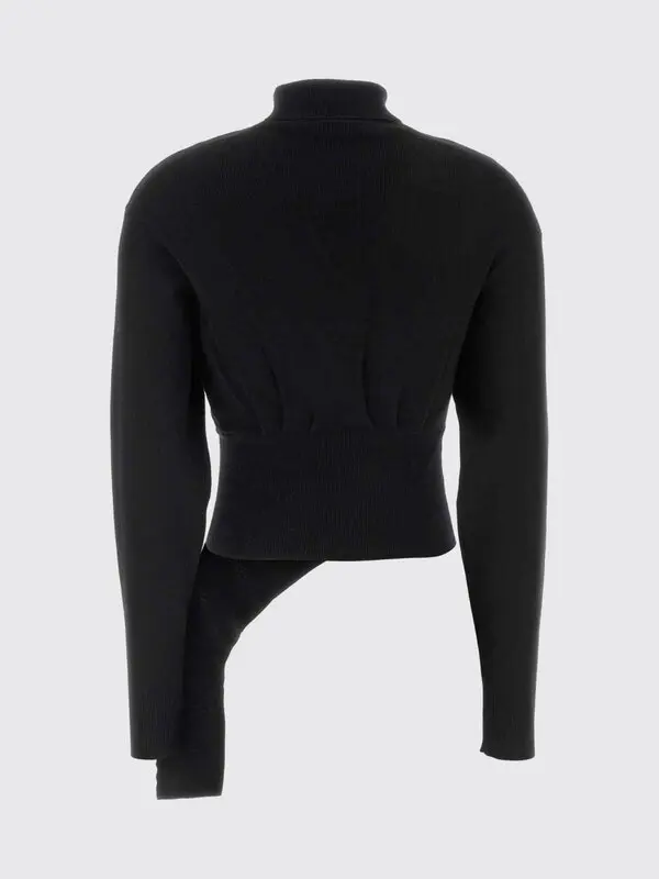 LANVIN Asymmetrical Draped Wool And Cashmere Blend Turtleneck Jumper - Black