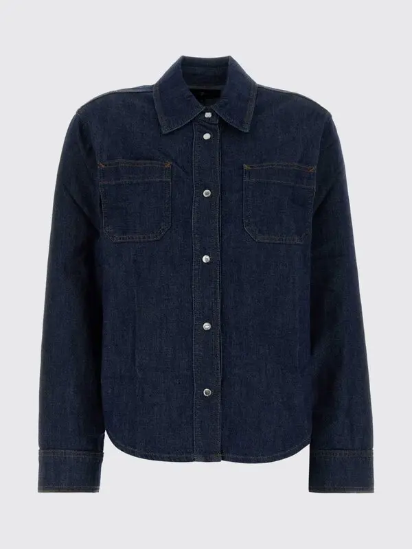 7 For All Mankind Cotton And Modal Denim Shirt With Patch Pockets