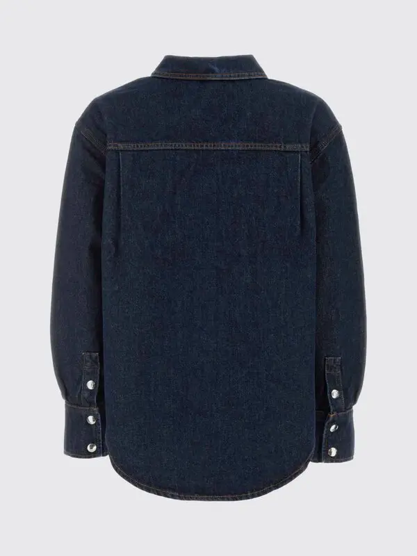 ANINE BING Cotton Denim Shirt With Patch Pockets - Blue