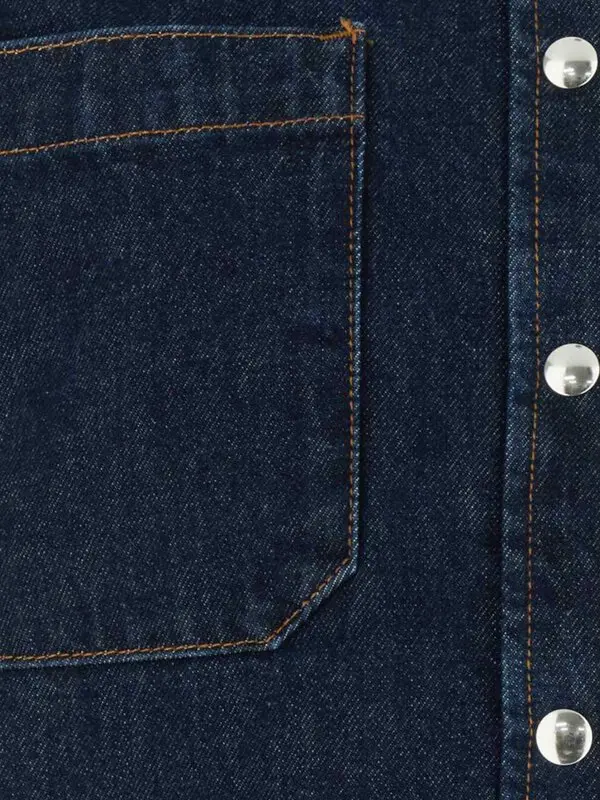 ANINE BING Cotton Denim Shirt With Patch Pockets - Blue