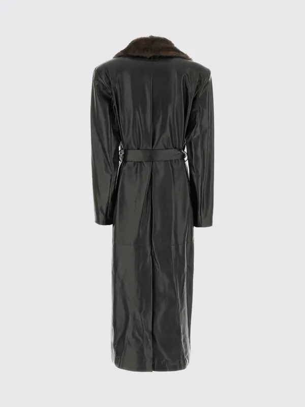 SALVATORE SANTORO Long Leather Robe Jacket With Fur Collar
