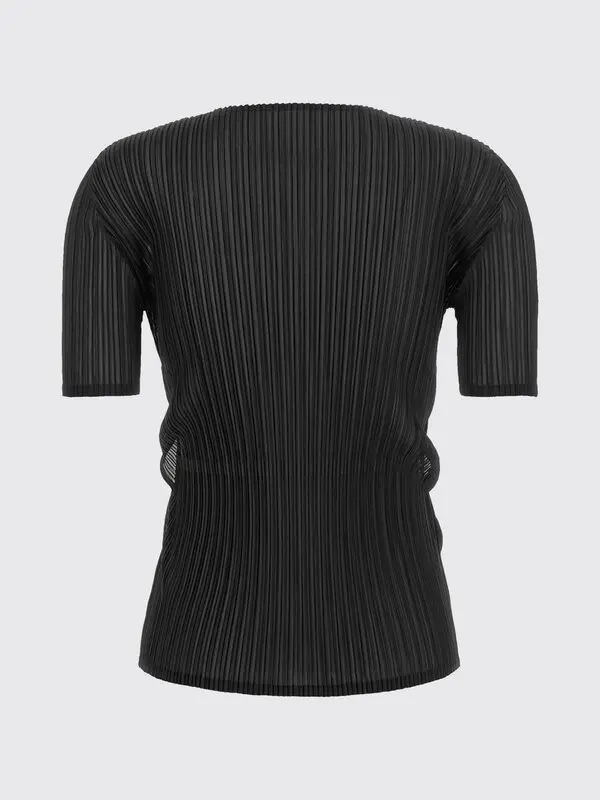 Issey Miyake Pleated Crêpe Top With Short Sleeves And Cut-outs