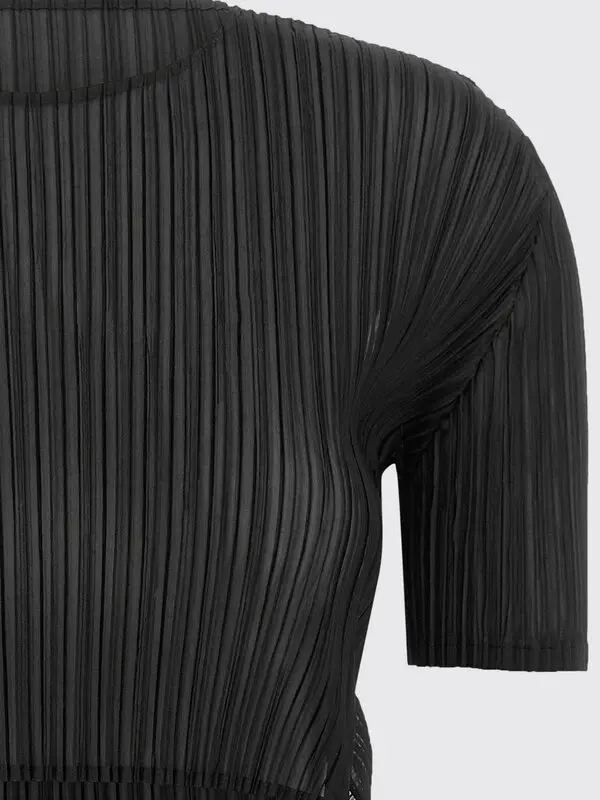 Issey Miyake Pleated Crêpe Top With Short Sleeves And Cut-outs
