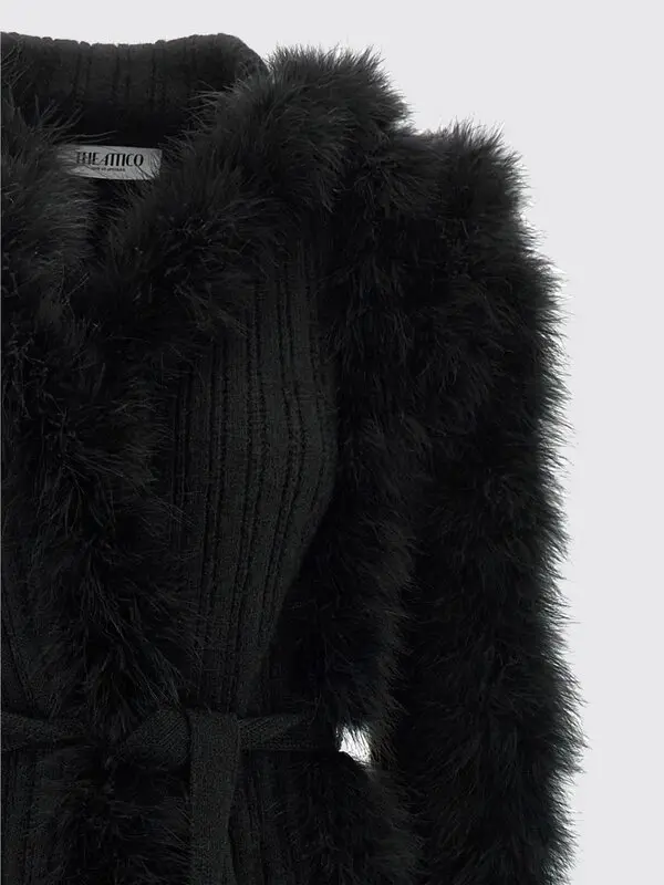 Attico Long Robe Coat In Alpaca Wool With A Tie Belt