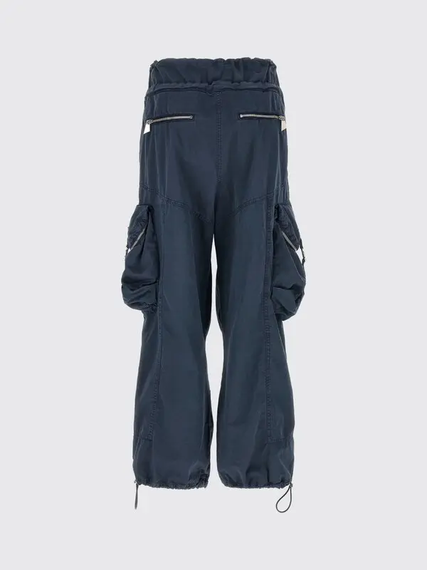 Attico High-waisted Wide-leg Cargo Trousers In Cotton - Blue