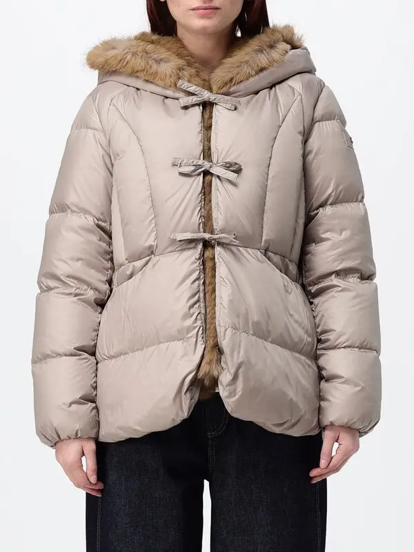 Peuterey Short Quilted Nylon Puffer Jacket With Hood And A Relaxed Fit - Beige