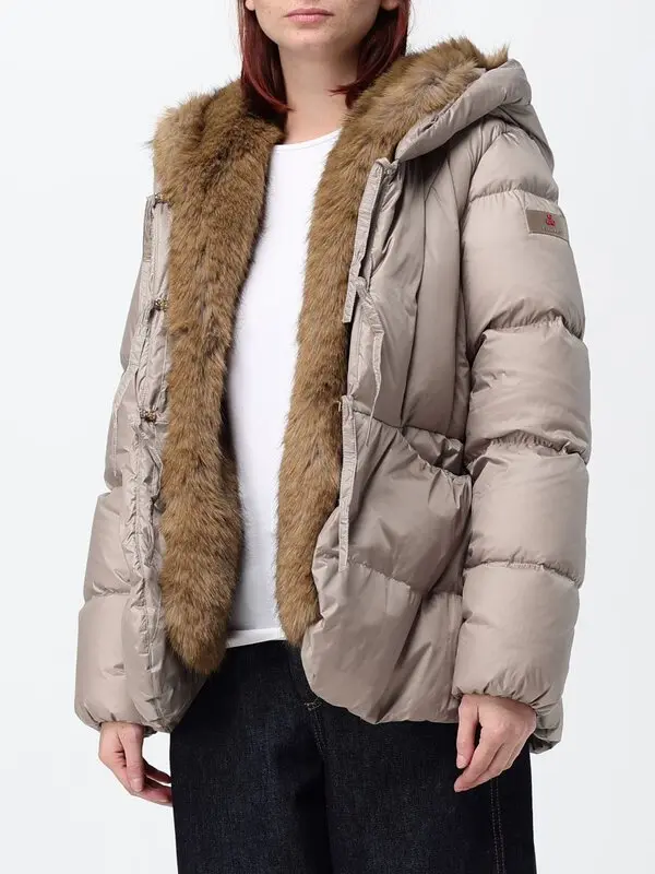 Peuterey Short Quilted Nylon Puffer Jacket With Hood And A Relaxed Fit - Beige