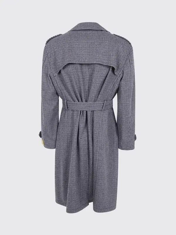 Tagliatore Houndstooth Wool Double-breasted Coat With A Waist Belt