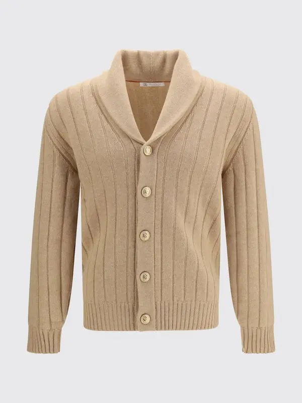 Brunello Cucinelli Pure Cashmere Shawl Collar Cardigan With Buttons